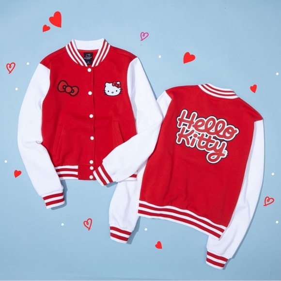 Hello Kitty | Jackets & Coats | Nwt Hello Kitty Red Varsity Jacket Soft ...